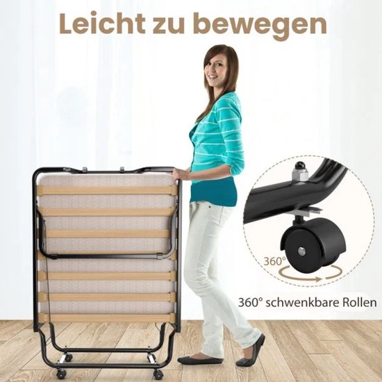 FURNIBELLA-Opklapbed met Luxe Matras 200x90 cm – Draagbaar en ...