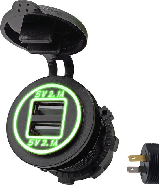 ProRide 12V USB Autolader 2 Poorten Inbouw - 5V/2.1A - USB Stopcontact ...