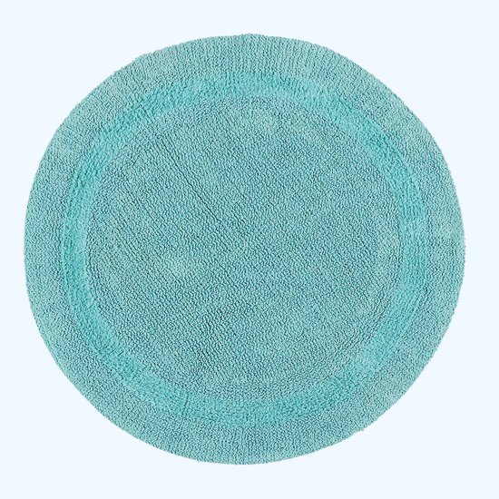 Homescapes Ronde Badmat aqua 80 cm gemaakt van 100% katoen | bol