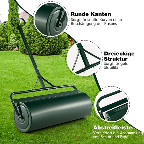 COSTWAY Gazonwals, metaal, 63 liter, handroller met handvat, tuinwals ...