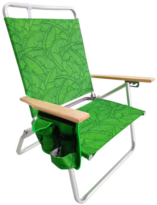 Opvouwbare strandstoel met zijvak - strandstoel - strandmat met rugleuning -... | bol