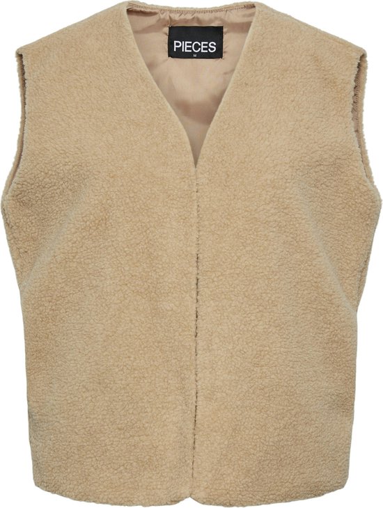 Pieces Vest Pcfia Short Teddy Vest 17146203 Safari Dames Maat - XS | bol