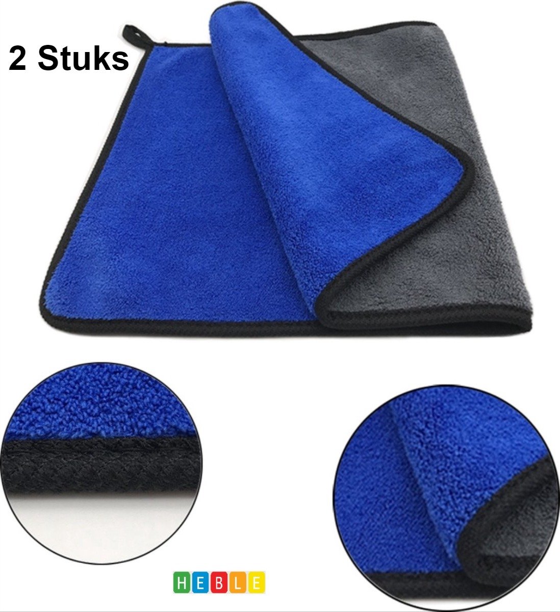2x Premium Microvezel Auto Droogdoek - 30cm x 30cm - Groot Poetsdoek ...
