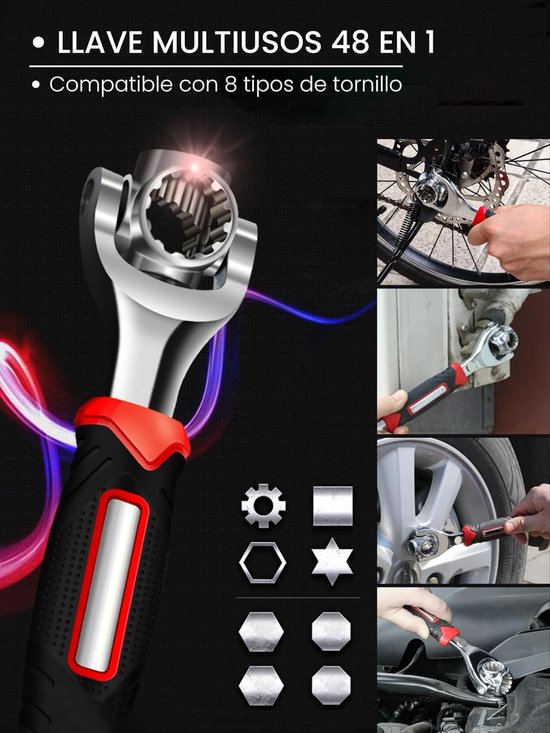Universele dopsleutel 48 in 1. Ratel met 360° draaibare kop, kop van 8 ...