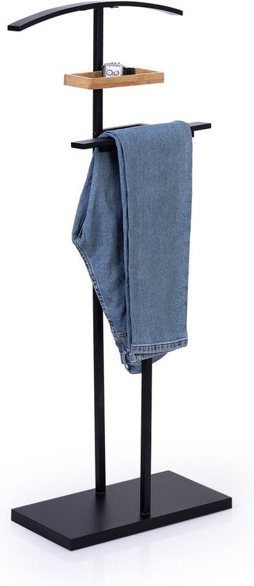 Dressboy Kledingstandaard Kledingbutler – Zwart – Bamboe en metaal – H115 cm | bol