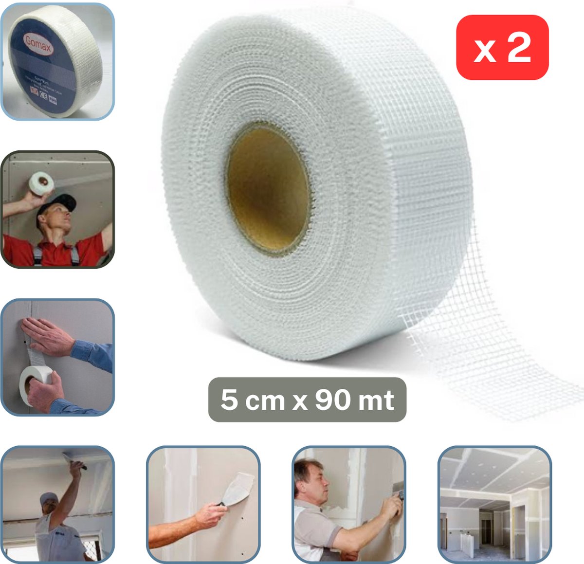 2 Rollen WAPENINGSGAAS voor Gipsplaten/Gyproc, Rollen van 50mm Breed ...