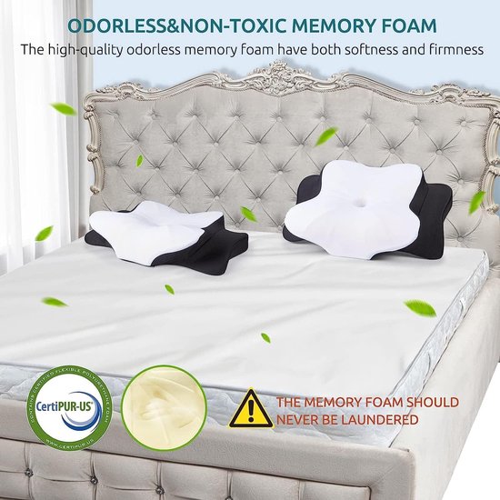 Memory Foam kussen, ergonomisch orthopedisch hoofdkussen, neksteunkussens bieden zij-,... | bol.com