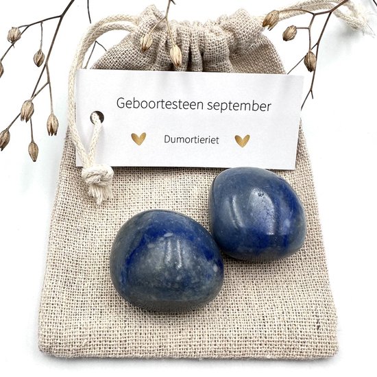 Geboortesteen september - Dumortieriet (zakje, cadeau, persoonlijk ...