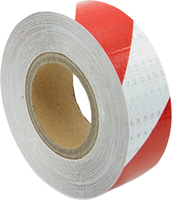 Reflectie tape Rood/Wit - Rol van 5CM x 25M - Veiligheids sticker voor ...