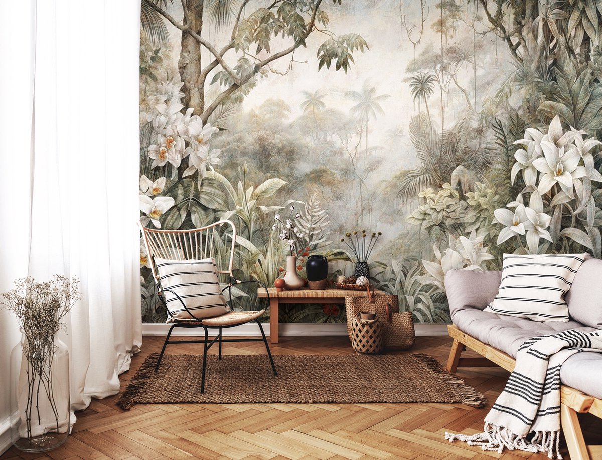 Fotobehang - Jungle - Tropisch - Groen - Bladeren - Safari - Planten ...