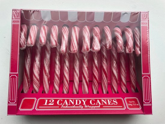 60 candy canes rood/wit in 5 doosjes van 12 stuks zuurstokken snoep ...
