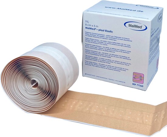 Pleister op rol - 8cm x 5 m - MaiMed - Plast Elastic | bol