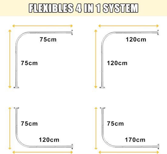 Douchegordijnstang, Douchegordijn Staaf L Vormige Roestvrije Staal ...