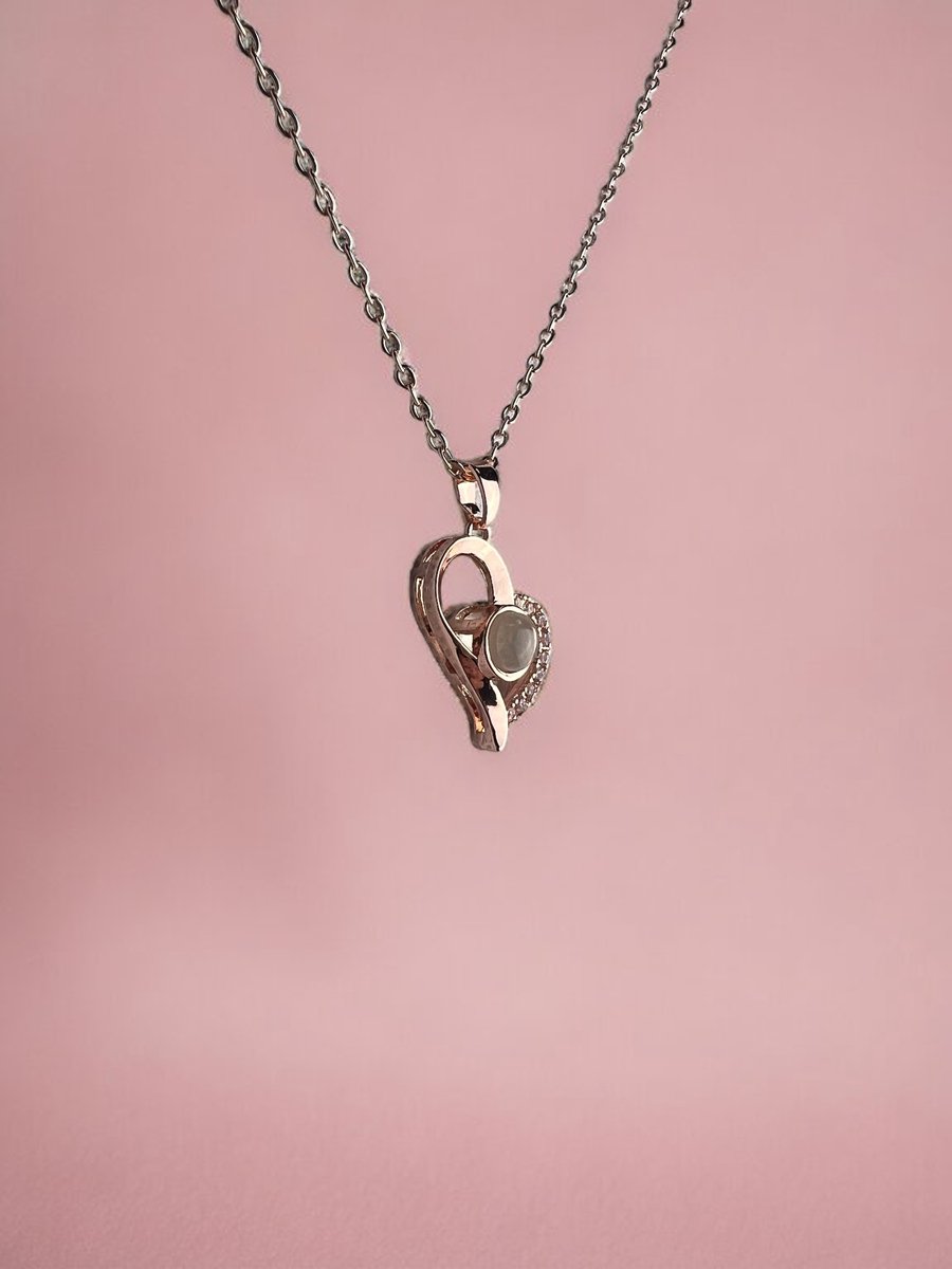 rose gouden ketting 100 talen limited edition - luxe hart rose goud ...