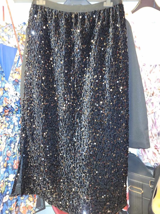 Feestelijke lange rok met pailletten - Zwart - maat M/38 | bol