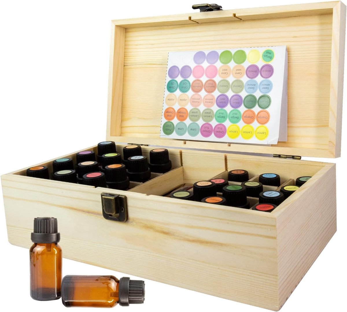 Opbergdoos voor etherische oliën van hout, etherische oliën, display ...