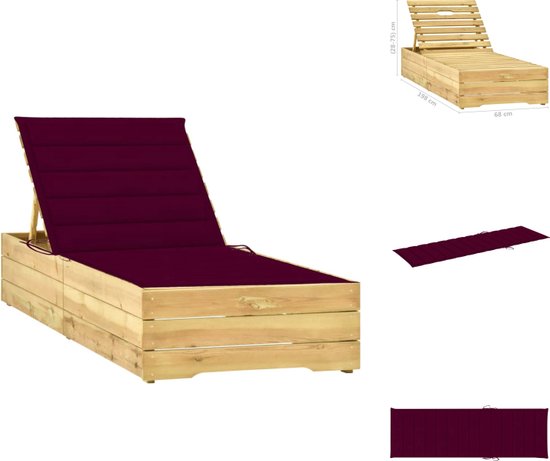 vidaXL Houten Ligbed - 198 x 68 x (28-75) cm - Verstelbare rugleuning ...