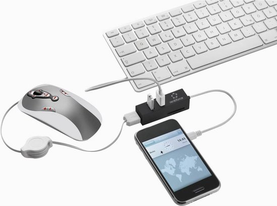 Renkforce RF-4995192 USB 2.0-hub 3 poorten Met ingebouwde SD-kaartlezer ...