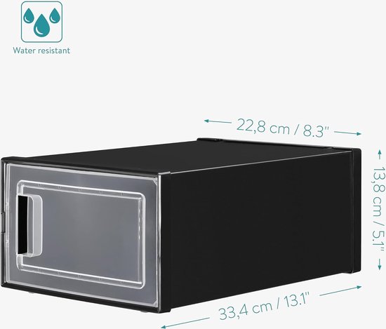 stapelbare schoendozen 6 stuks - Transparante schoenenbox in zwart ...