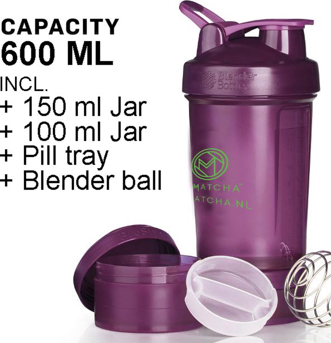 Mr.MATCHA Blender Bottle - Lekvrije shaker en Shakebeker - 600 ml ...