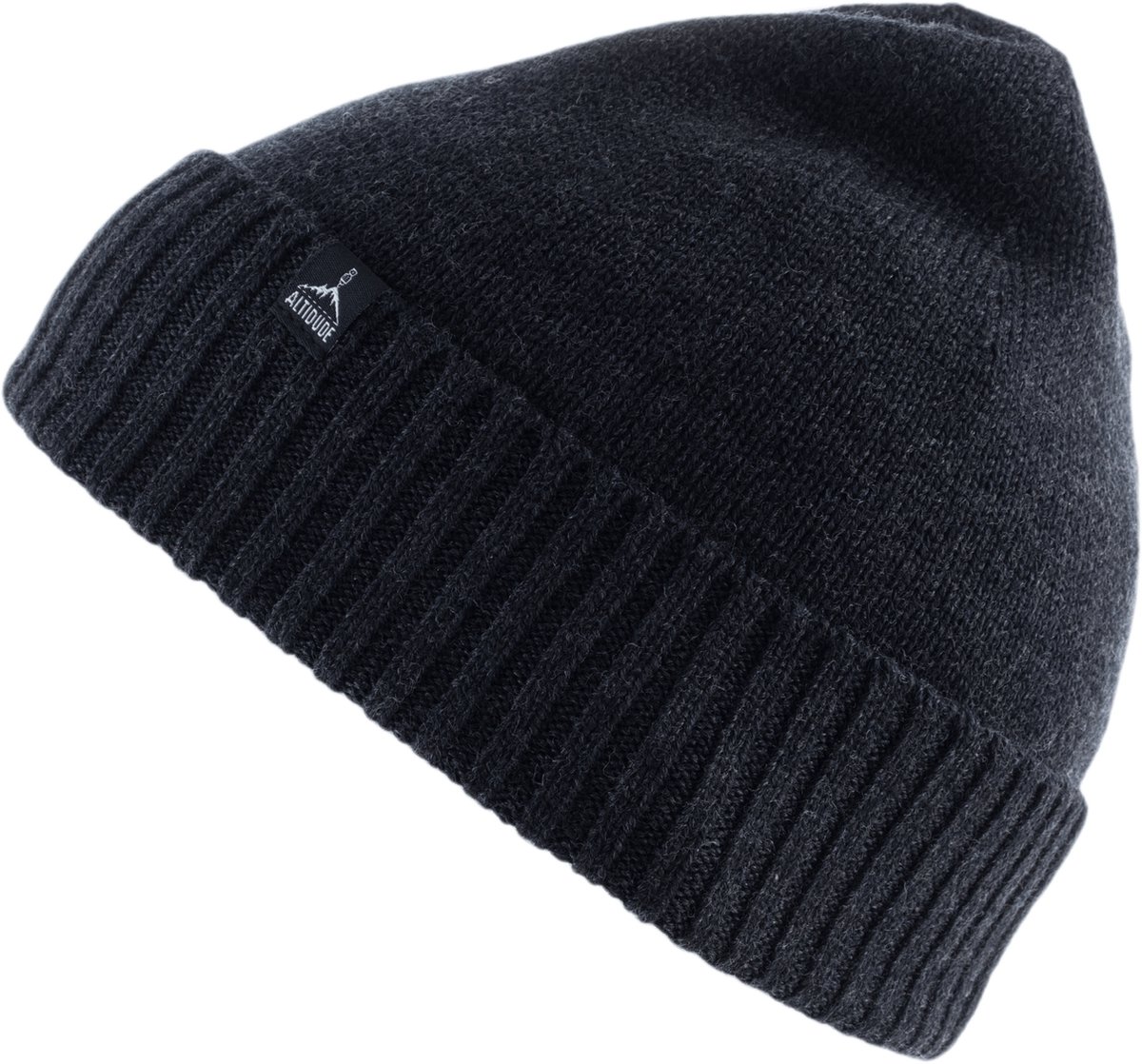 Altidude PLAIN Dark Grey Unisex muts van 100% merinowol met omslag en ...