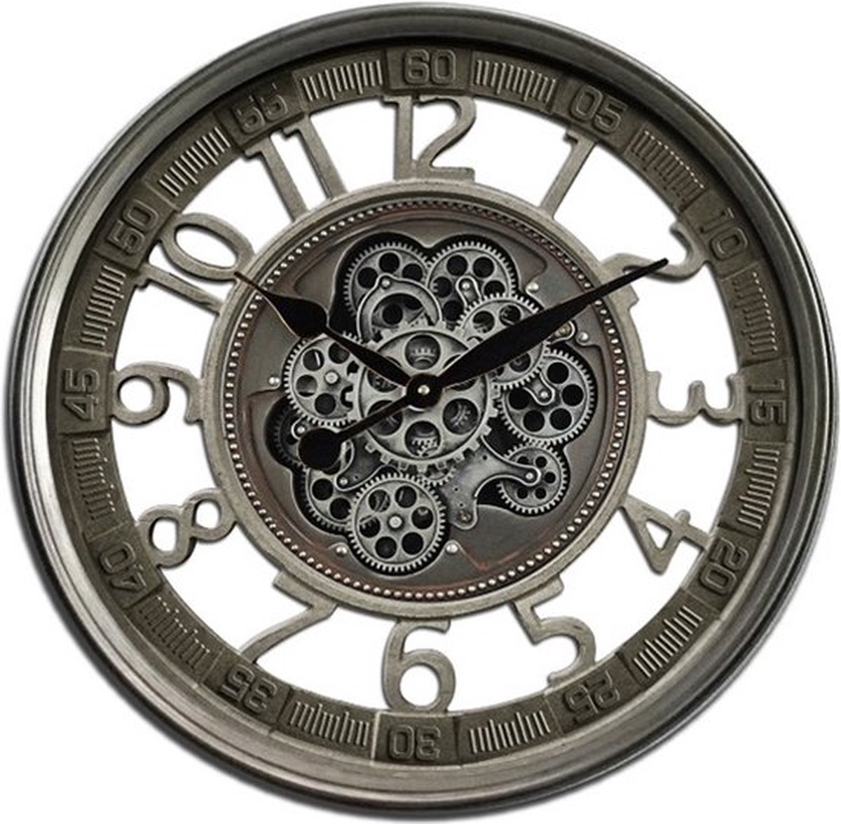 Grote wandklok XL - Wandklok industrieel - Klok met tandwielen 80 cm | bol