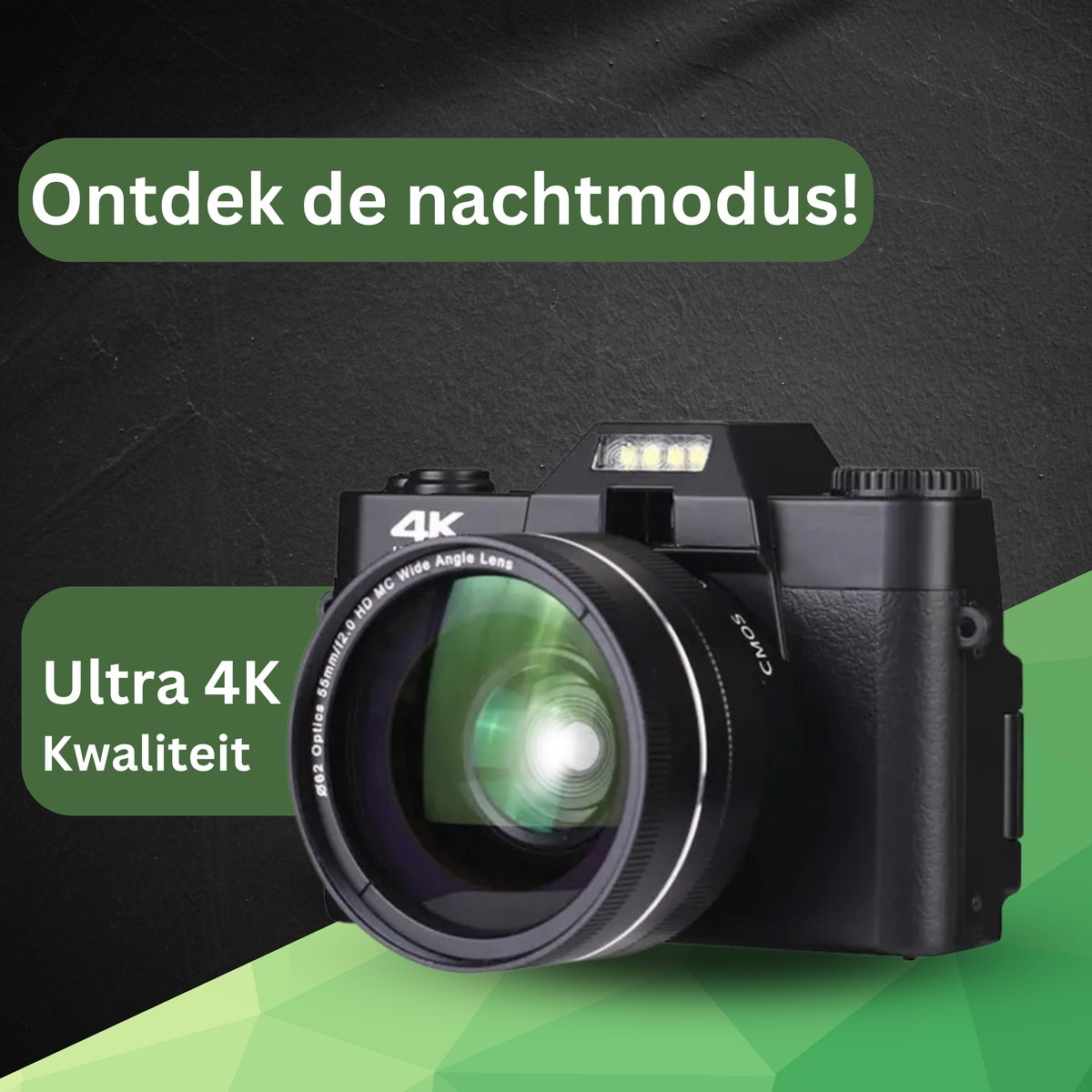 Vlog camera voor beginners - 4K - Met Wi-Fi - 64 GB Geheugenkaart ...