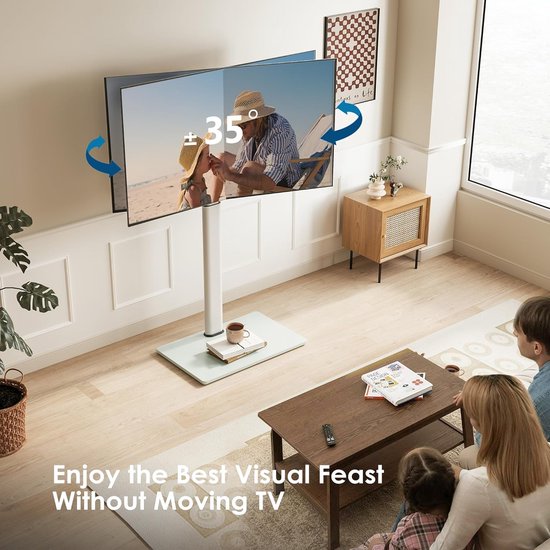 Support TV au sol pour téléviseur 32-43 55 60 pouces, rotatif à 70° et ...