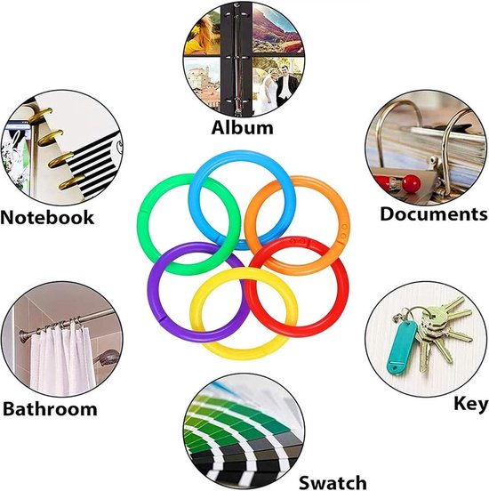 144 Stks Plastic Losse Blad Binder Ringen,Multicolour Boek Index Ringen ...