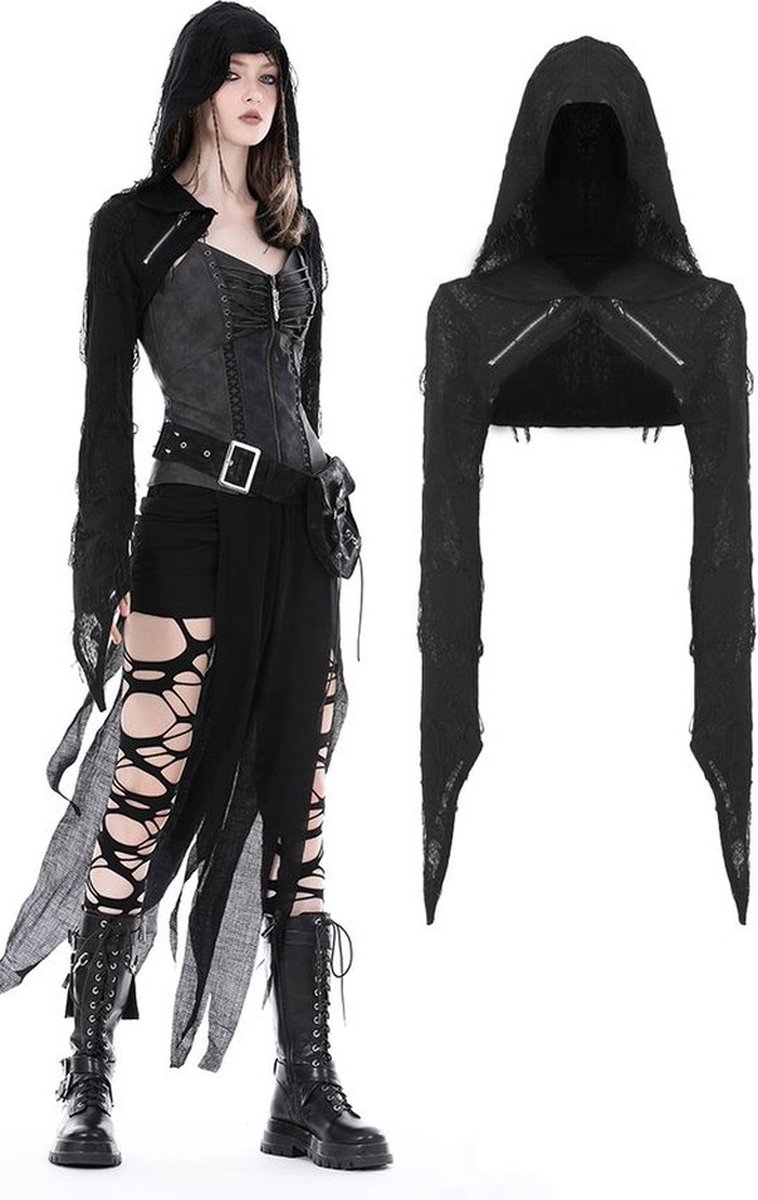 Dark in Love - Devil shredded hooded cape Bolero - S - Zwart | bol