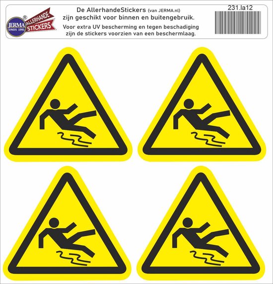 Val gevaar, sticker geel zwart 10 cm. | bol