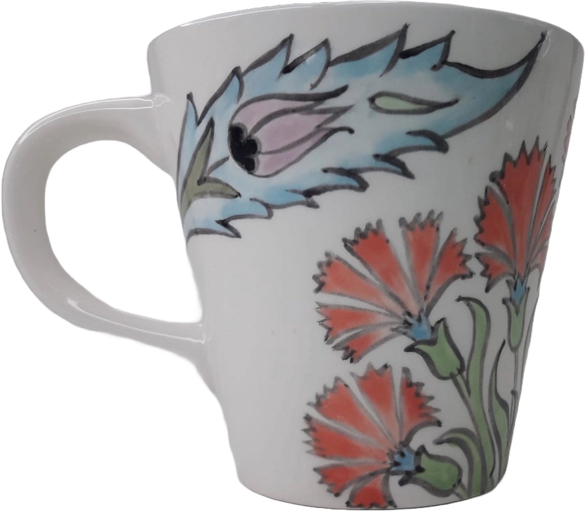 Koffie/thee beker - mok - 200ml - met bloemen - thee/koffiekopje ...