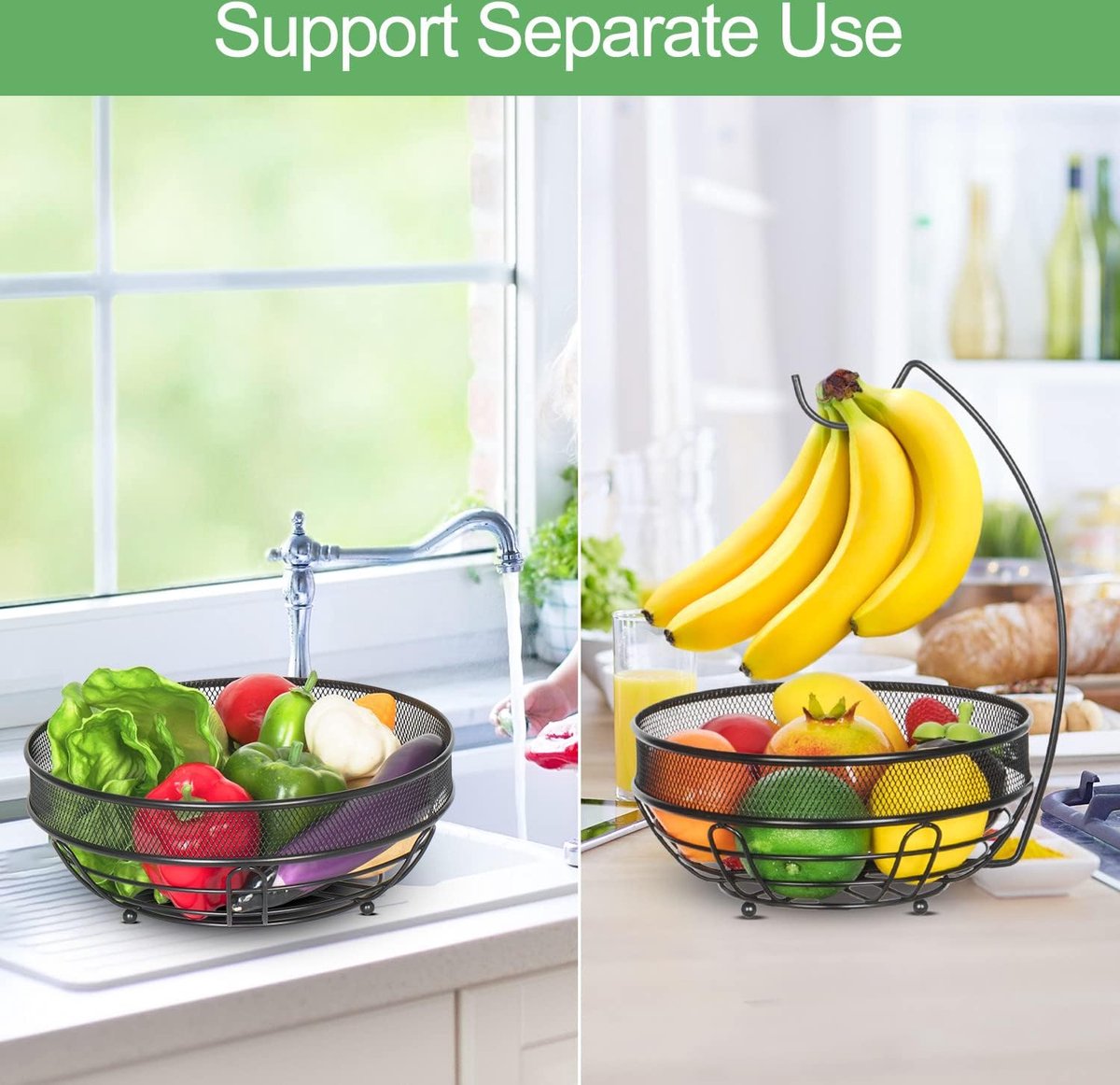 Obstregale Corbeille à Fruits à 2 Niveaux avec Support Banane, Support ...