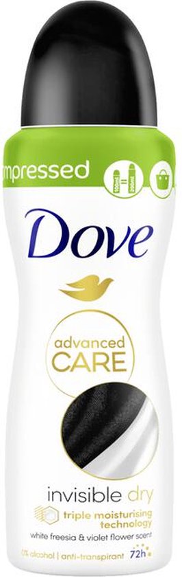x6 Dove Invisible Dry Compressed Deodorant Spray 100 ML | bol.com