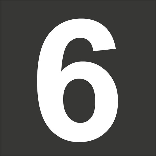 Cijfer 6 25cm zelfklevend wit. | bol