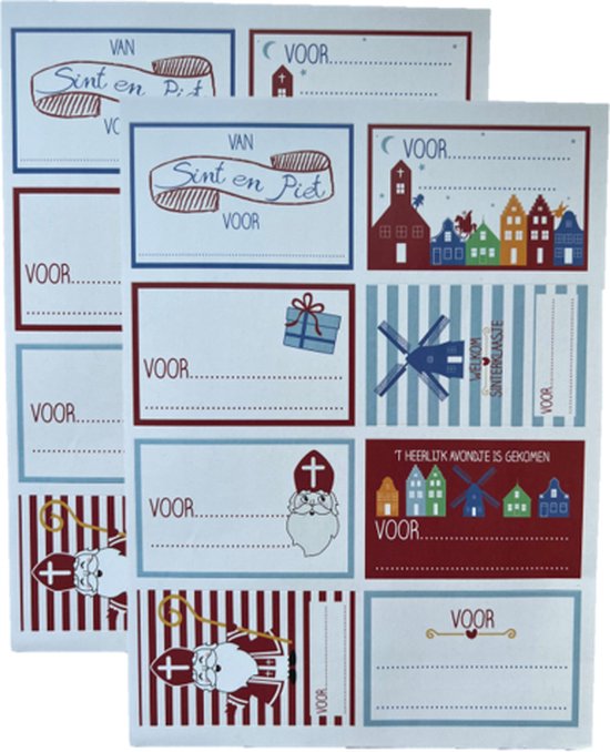 Sinterklaas stickers - Etiket labels - Naam labels - Naamstickers ...
