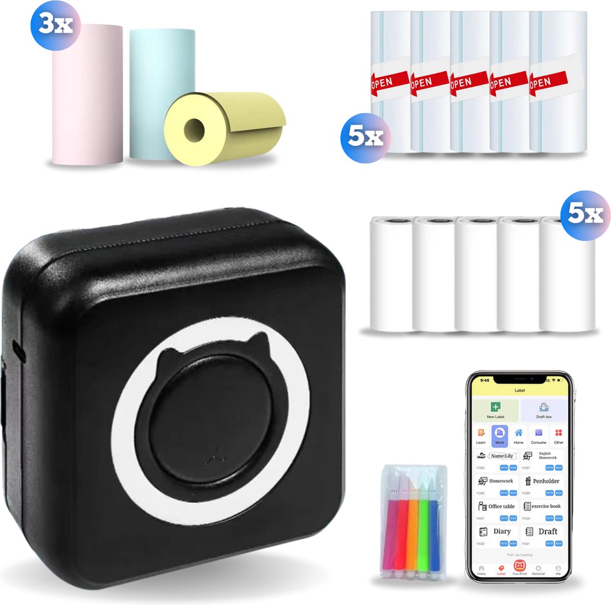 VanHalGoods - Pocket Printer - Mini Printer - Printer - Inclusief 13 ...