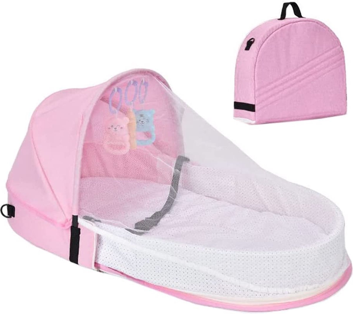 Baby Travel Cot, Portable Travel Cot Baby with Mosquito Net and Toy ...