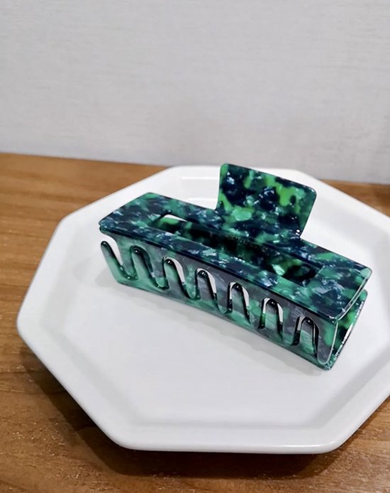 Hairclip groen gemarmerd - grote haarklem - cadeautje - voor dik en dun ...