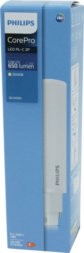 Philips - LED PL-C - G24d-2 Corepro - 6.5W 600Lm - 3000K 830 Warm Wit ...