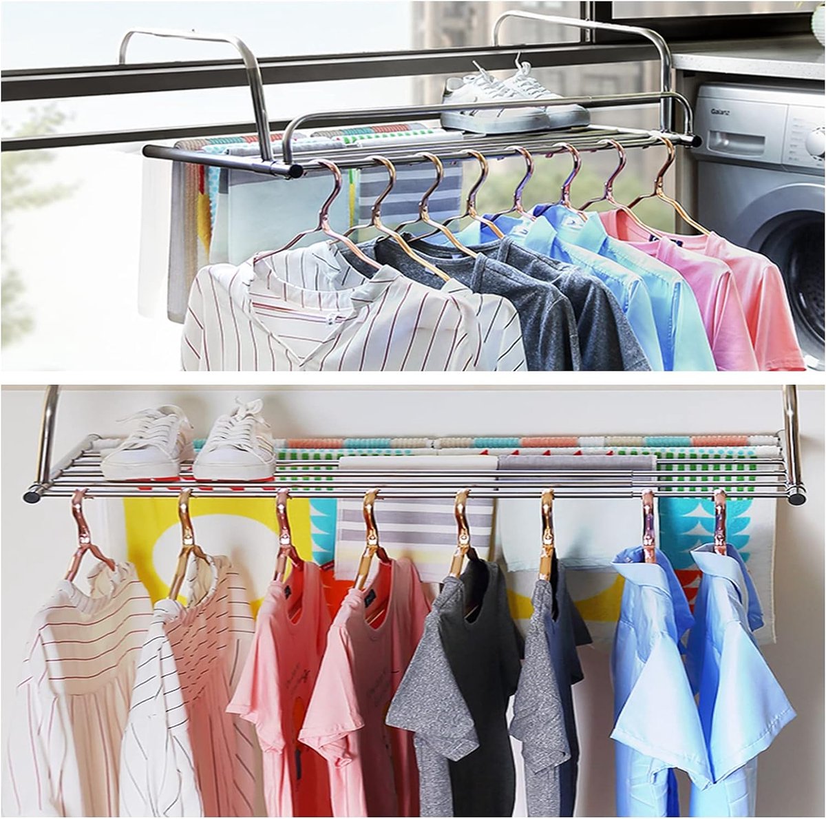 Droogrek uittrekbaar balkon-wasdroger, klein, handdoekhouder, radiator ...