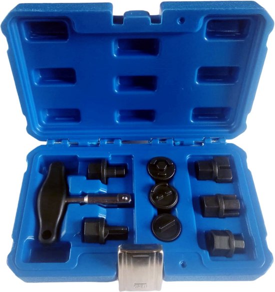 Carterplug / Olie-aftapplug doppenset 9-delig voor kunststof ...