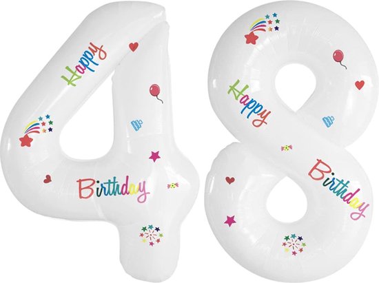 Folie Ballonnen Cijfers 48 Jaar Happy Birthday Verjaardag Versiering ...