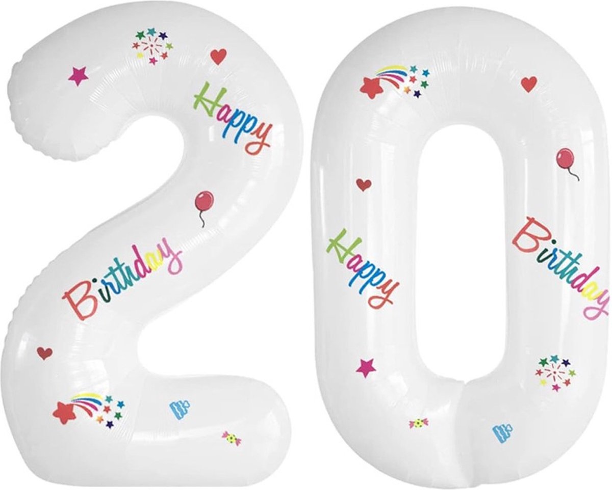 Folie Ballonnen Cijfers 20 Jaar Happy Birthday Verjaardag Versiering ...