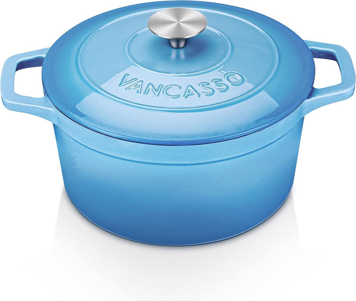 Ronde gietijzeren braadpan met emaille coating, oven met deksel, 24 cm ...