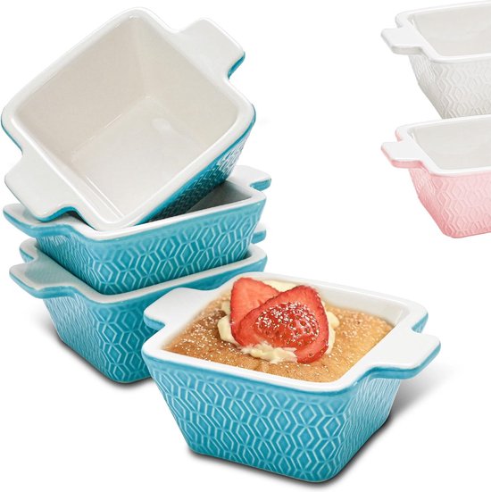 Mini Ceramic Casserole Dish, Set of 4, Stackable, Scratch and Cut ...