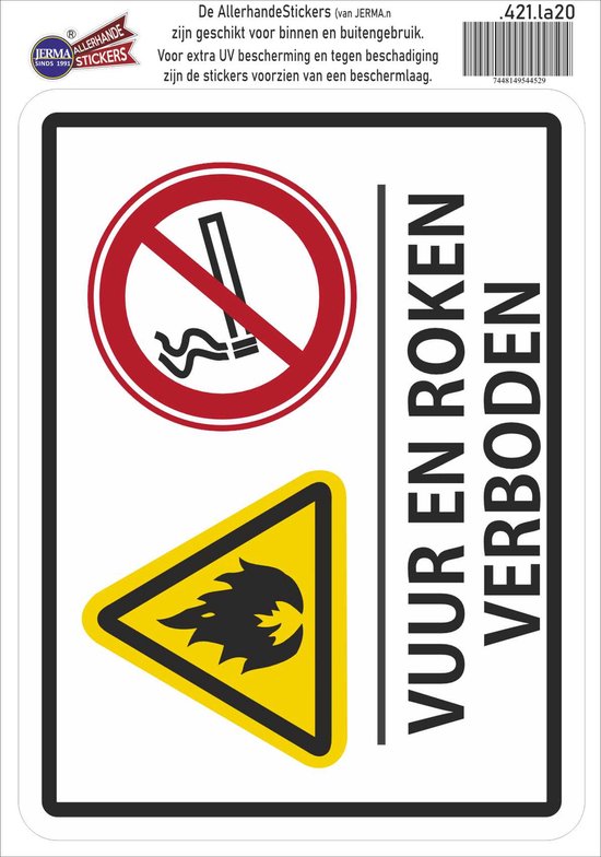 Vuur en Roken verboden pictogram sticker. | bol