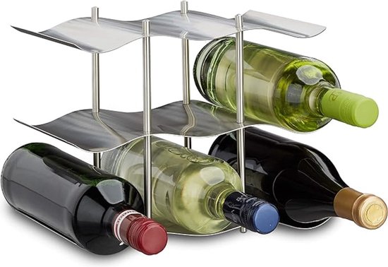 wijnflessen, vrijstaand, flessenrek met glashouders, voor keuken, bar ...