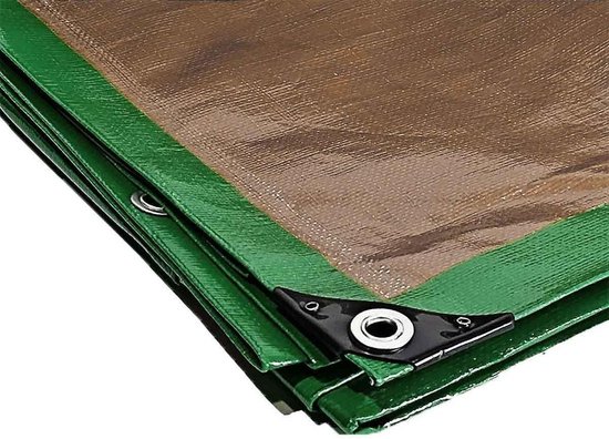 Afdekzeil 6 x 10 m - TECPLAST 250MU - Groen en bruin - Hoge prestatie ...