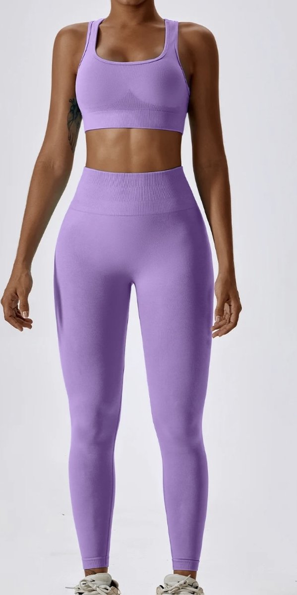 PASTEL GYM SET - Maat L - 2delig - Lila - Paars - Gymset - Gymlegging ...